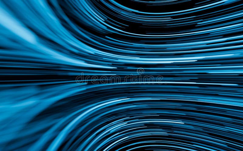 Flowing Lines with Digital Cyberspace, 3d Rendering Stock Illustration ...