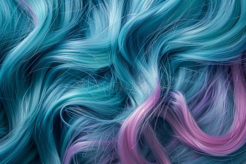 Flowing Locks with Shades of Blue and Green. Generative AI Stock ...