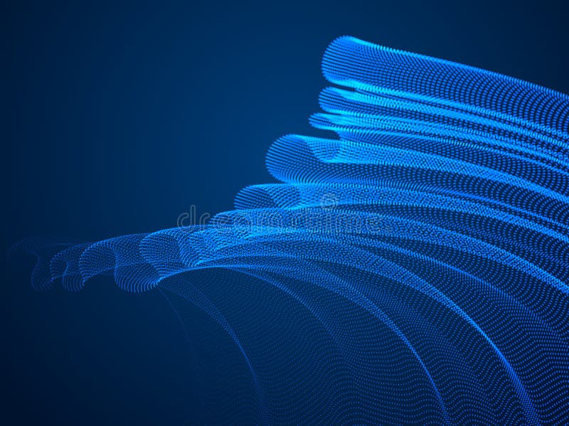 Flowing Magic Particles Wave Over Dark, Transparent Tulle Textile on ...