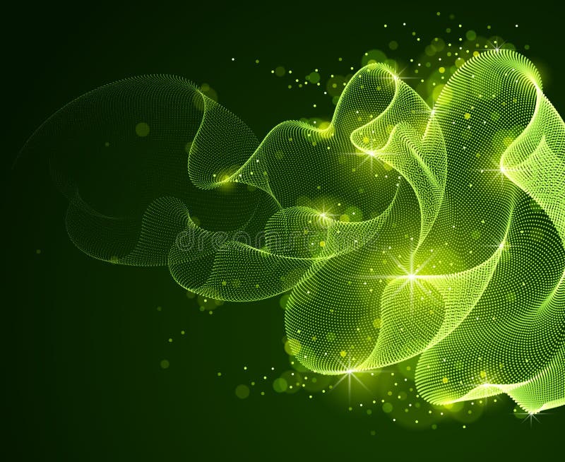 Flowing Magic Particles Wave Over Dark, Transparent Tulle Textile on ...