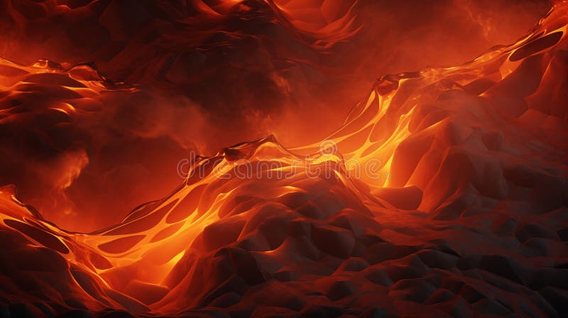 Flowing Magma Lava Field, Glowing Lava and Magma Flows Stock ...