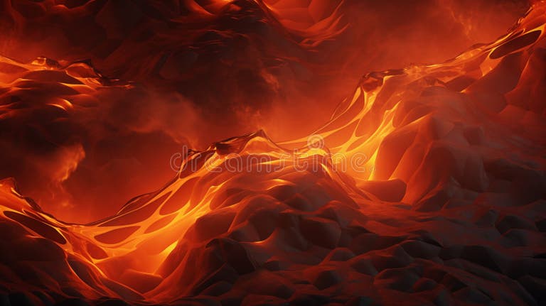 Flowing Magma Lava Field, Glowing Lava and Magma Flows Stock ...