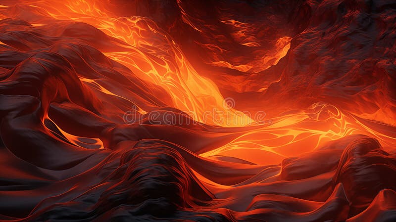 Flowing Magma Lava Field, Glowing Lava and Magma Flows Stock ...