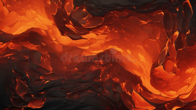 Flowing Magma Lava Field, Glowing Lava and Magma Flows Stock ...