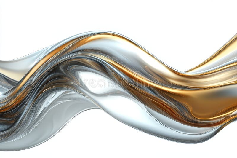 Flowing Metallic Liquid Swirl Wave on a Transparent Background. Curvy ...
