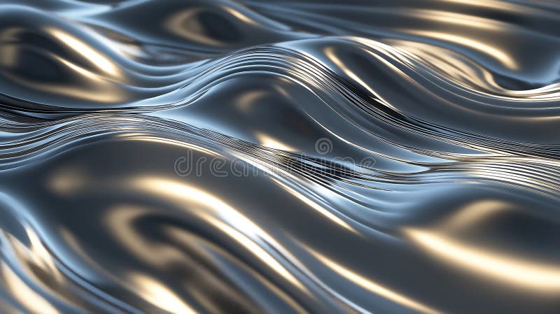 Flowing Metallic Waves Create a Mesmerizing Visual Effect in Abstract ...