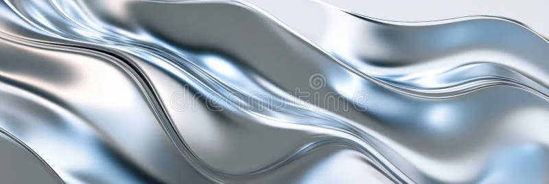 Flowing Metallic Waves Shimmering in Abstract Liquid Silver Form Stock ...