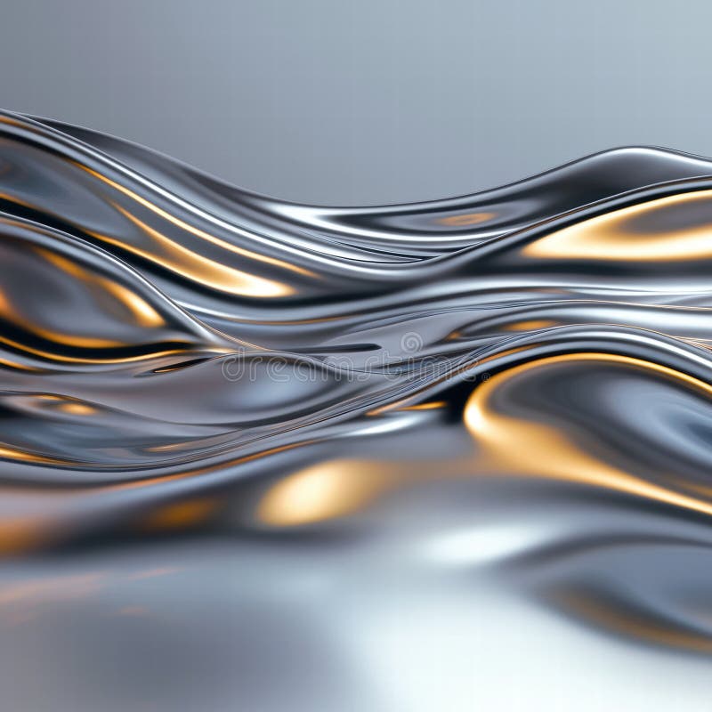Flowing Metallic Waves of Silver and Gold Stock Illustration ...