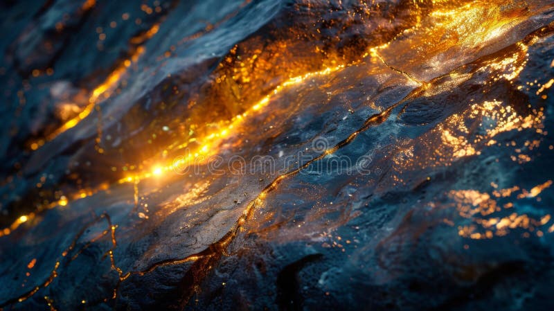 Flowing Molten Lava Forming Dynamic Patterns on Rugged Rock Surface ...