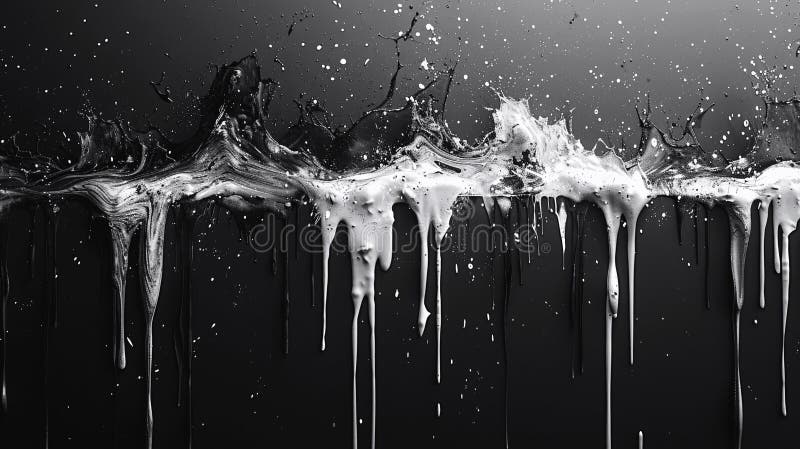 Flowing Monochrome Paint on Canvas for Luxe Effect. Stock Illustration ...