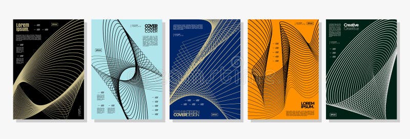 Flowing Motion Dynamic Curve Line Cover Design Bundle Stock Vector ...