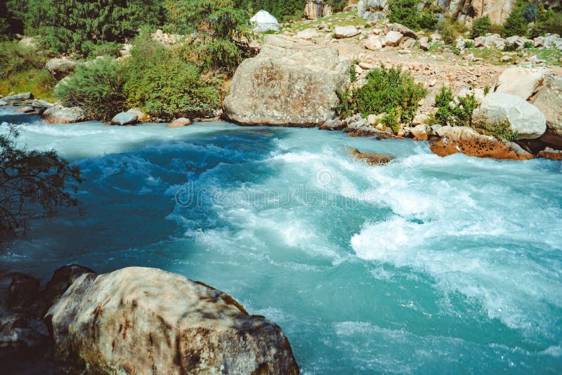 Flowing mountain river stock photo. Image of nordic - 133669528