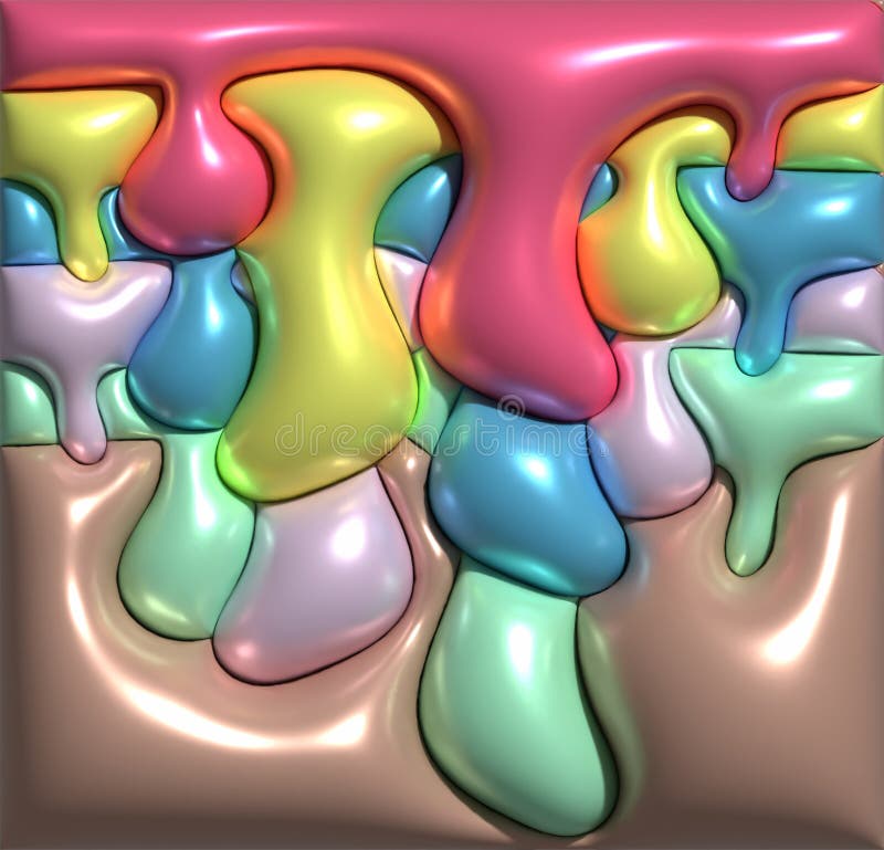 Flowing Multi-colored Layers with Smudges and Drops, 3D Rendering ...