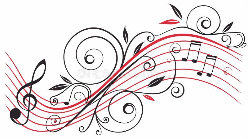 Flowing Music Notes with Swirls, Melodic Design Element for Creative ...
