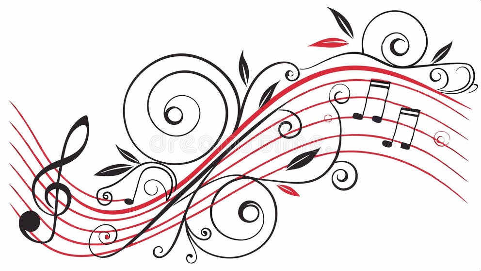 Flowing Music Notes with Swirls, Melodic Design Element for Creative ...