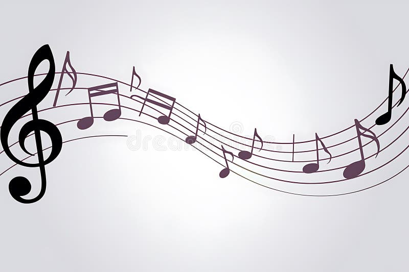 Musical Notes Treble Clef Melody Rhythm Staff Wave Design Stock ...