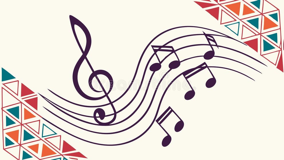 Flowing Musical Notes with Geometric Triangle Patterns, Vector Design ...