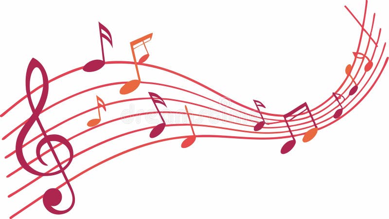 Flowing Musical Notes Staff with Treble Clef Melody, Vector Design ...