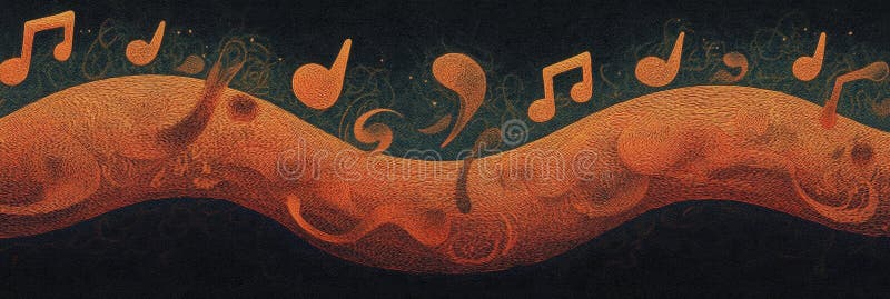 Flowing Musical Notes on a Vibrant Wave Pattern Design Stock ...