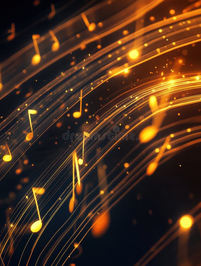 Flowing Musical Staff Lines Illuminated with Glowing Neon Tones Create ...