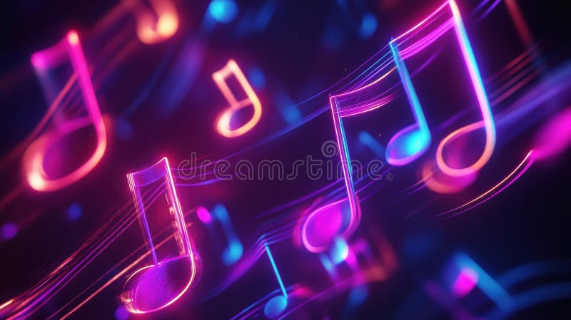Flowing Musical Staff Lines in Vibrant Neon Tones Create an Immersive ...