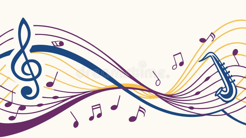 Flowing Musical Staff with Notes on a Colorful, Wavy Background. Vector ...