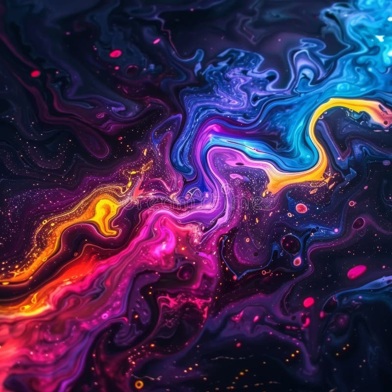 Flowing Neon Paint Pattern, Liquid Acrylic Flowing Texture Background ...
