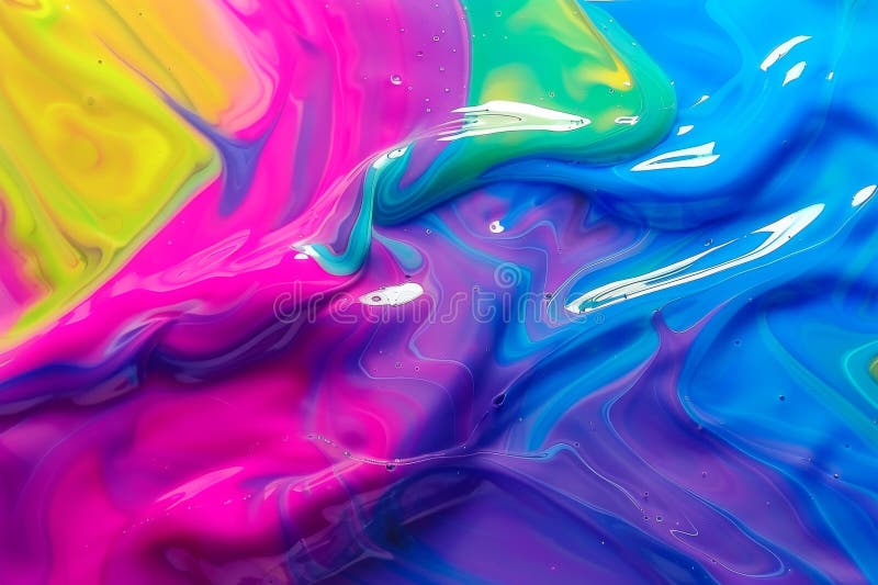 Flowing Neon Paint Pattern, Liquid Acrylic Flowing Texture Background ...
