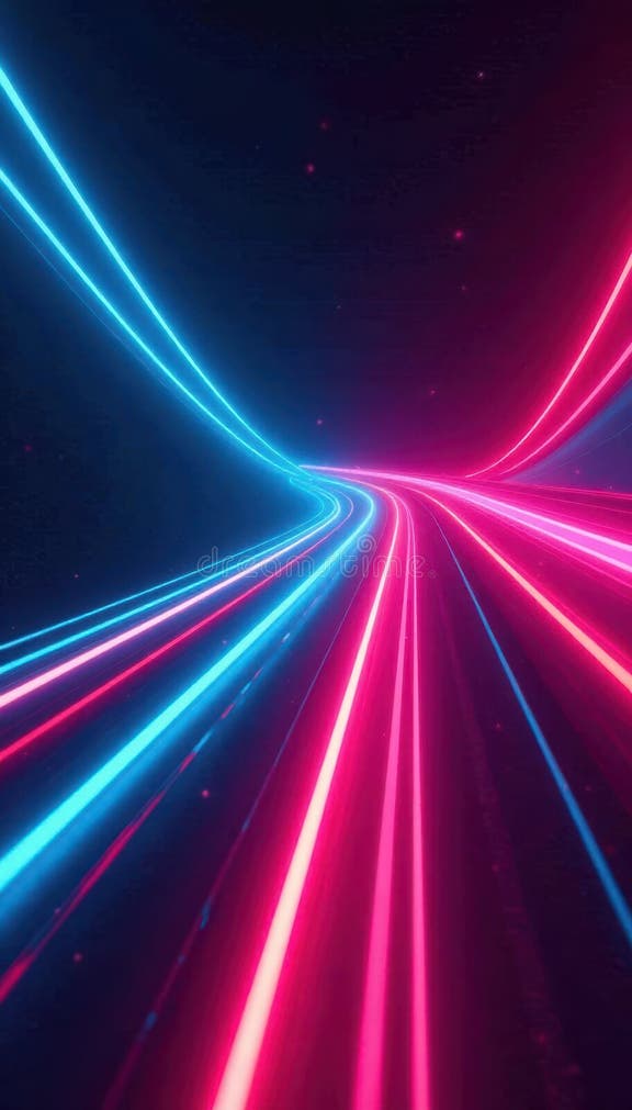 Flowing Neon Streaks, Sharp Angles, Dynamic Composition, Blue ...