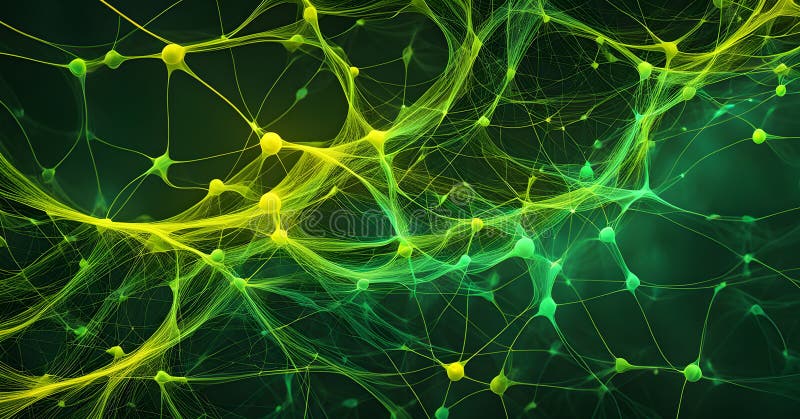 Flowing Neural Network, with Glowing Nodes Connecting and Disconnecting ...