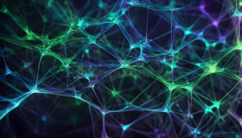 Flowing Neural Network, with Glowing Nodes Connecting and Disconnecting ...