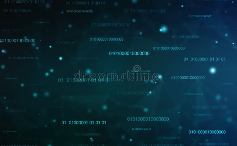 Flowing Number One and Zero Text in Binary Code Format in Technology Background. Stock ...