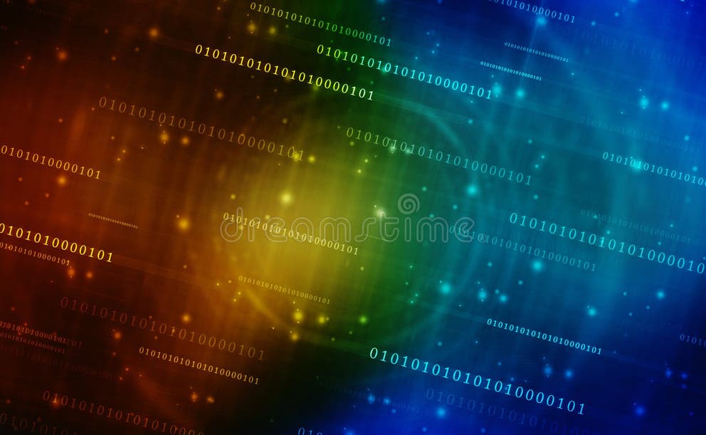 Flowing Number One and Zero Text in Binary Code Format in Technology Background. Stock ...