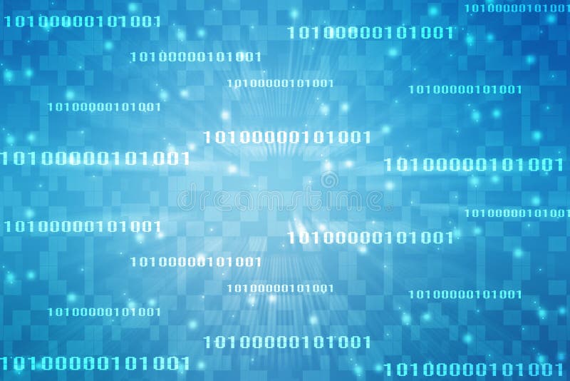 Flowing Number One and Zero Text in Binary Code Format in Technology Background Stock ...