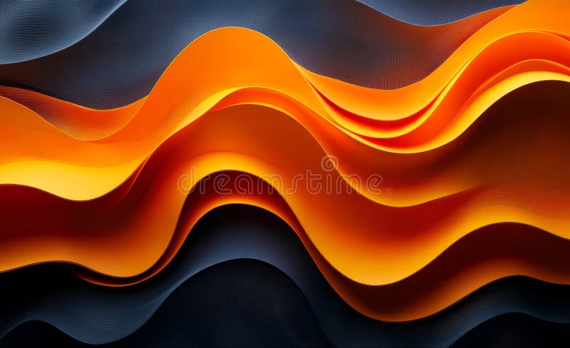 Flowing Orange and Black Abstract Waves in Motion Stock Image - Image ...