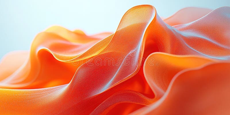 Flowing Orange Fabric Creates a Vibrant and Textured Visual Composition ...