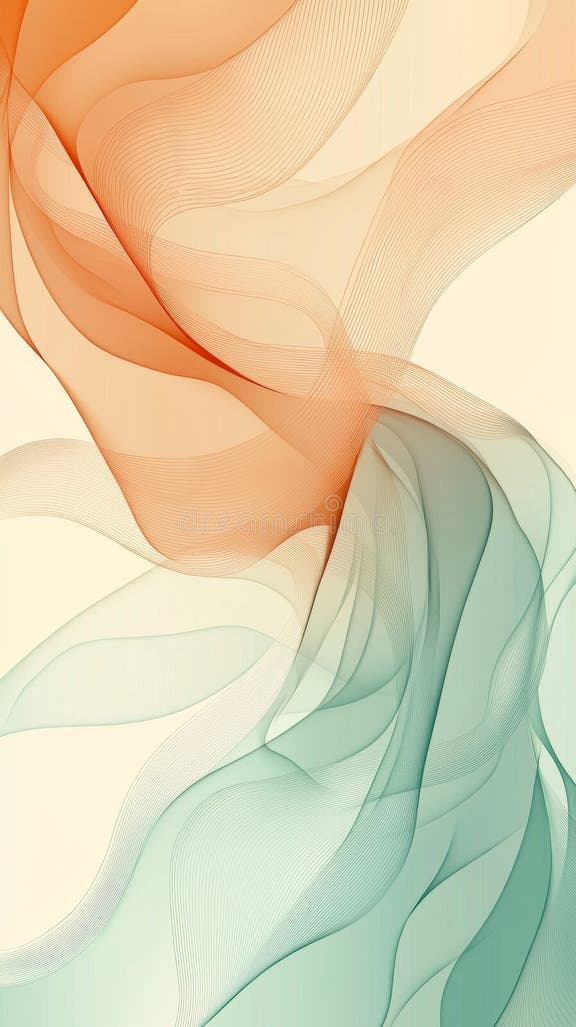 Flowing Orange and Green Abstract Waves Create a Harmonious Design on a ...