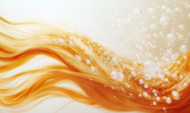 Flowing Orange Hair with Bubbles Creating a Dynamic and Vibrant ...