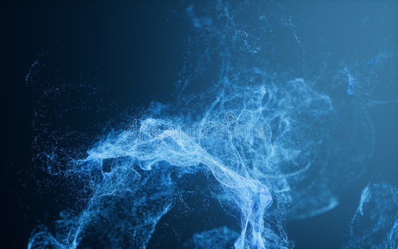 Flowing Particles with Smoke Shape, 3d Rendering Stock Illustration ...
