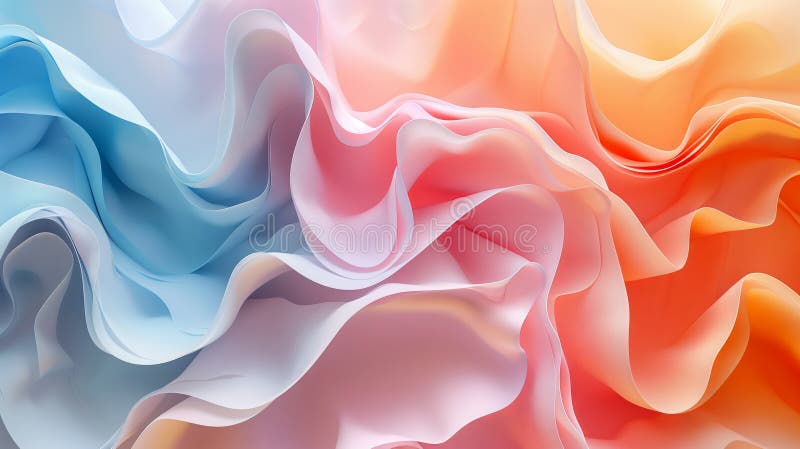 Flowing Pastel Fabric Waves in Soft Color Palette Stock Illustration ...