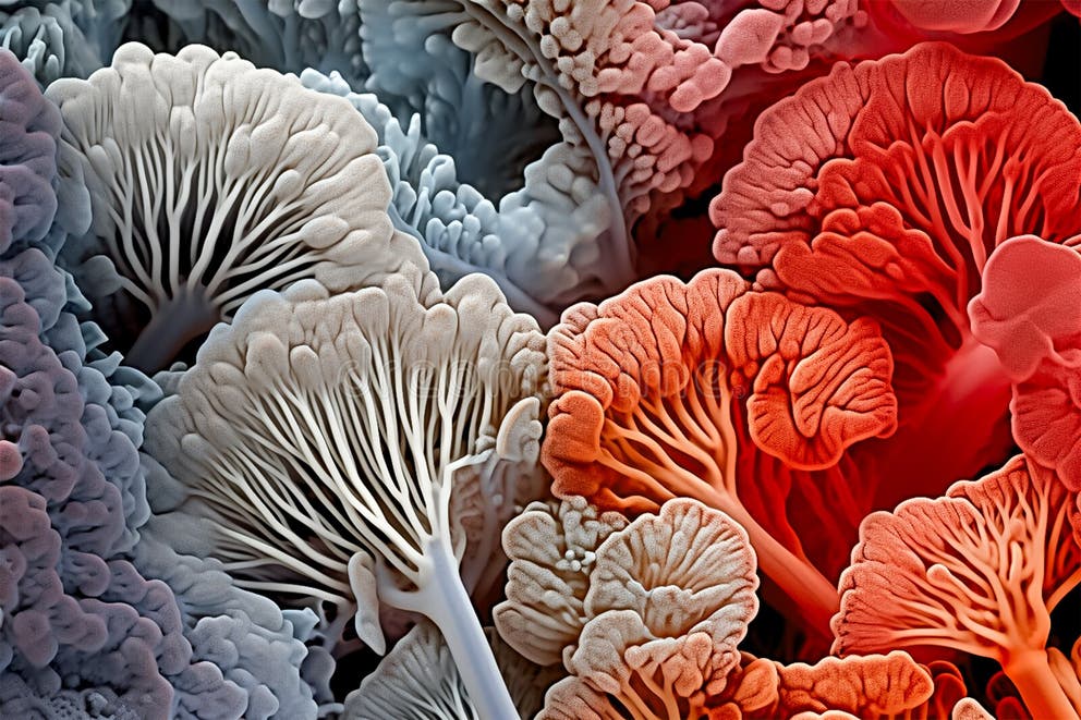Flowing Pattern of Microscopic Mycelium, Fungus Structure Background ...