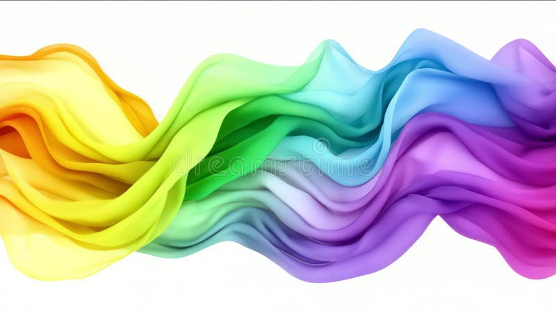 Flowing Rainbow-colored Fabric Waves in Abstract Style on a White ...
