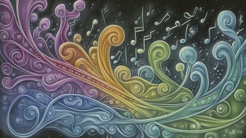 Flowing Rainbow Musical Waves in a Dynamic Abstract Form Stock ...