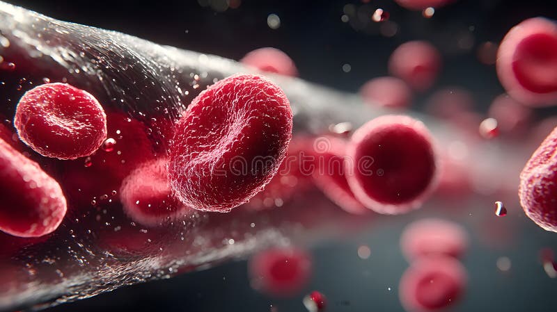 Flowing Red Blood Cells in Circulation. Generated Ai Stock Photo ...
