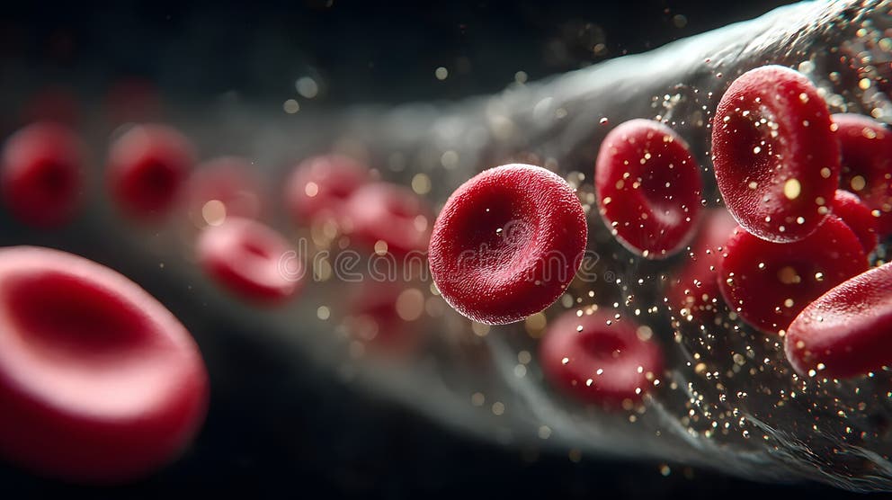 Flowing Red Blood Cells in Circulatory System. Generated Ai Stock Image ...
