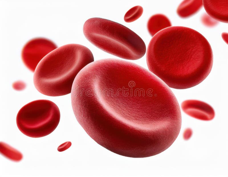 Flowing Red Blood Cells Isolated on Solid White Background Stock Photo ...
