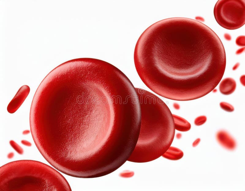 Flowing Red Blood Cells Isolated on Solid White Background Stock Image ...
