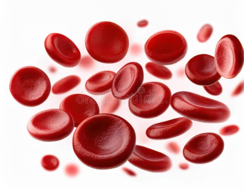 Flowing Red Blood Cells Isolated on Solid White Background Stock ...