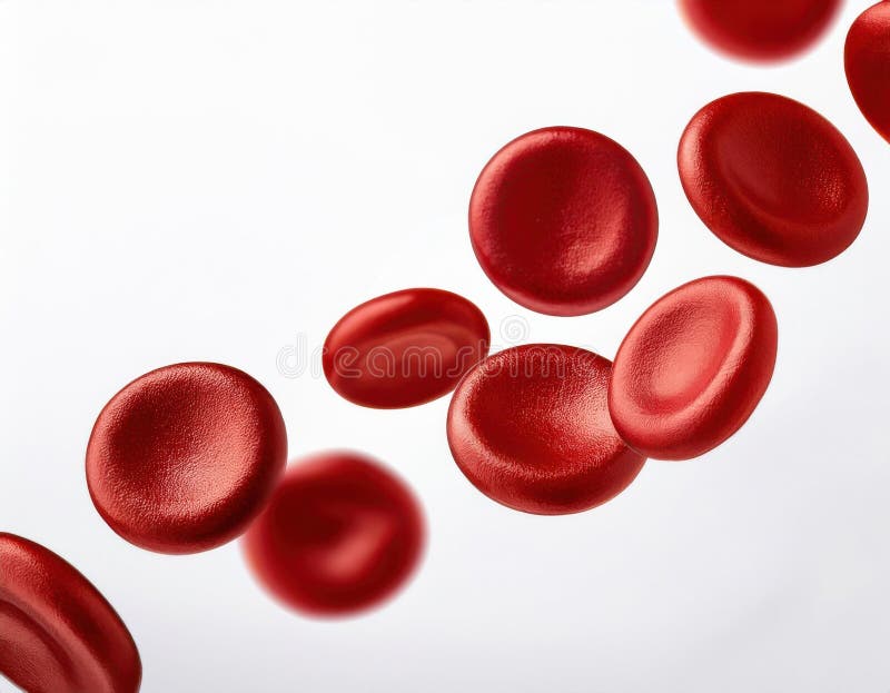 Flowing Red Blood Cells Isolated on Solid White Background Stock ...