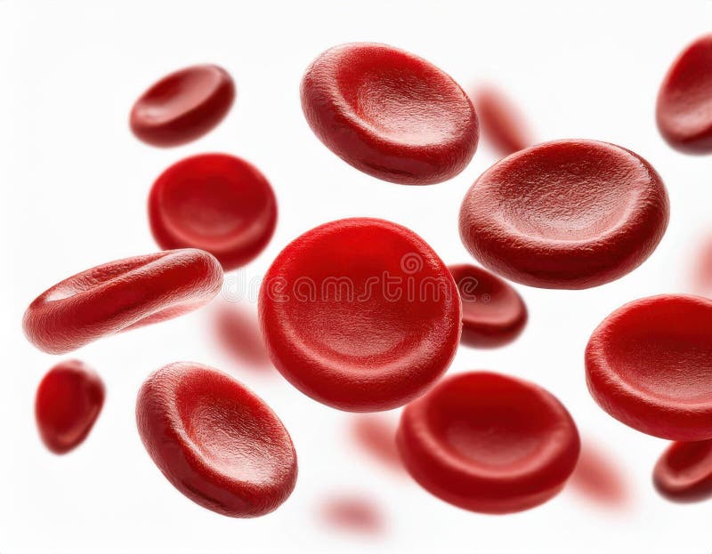 Flowing Red Blood Cells Isolated on Solid White Background Stock ...